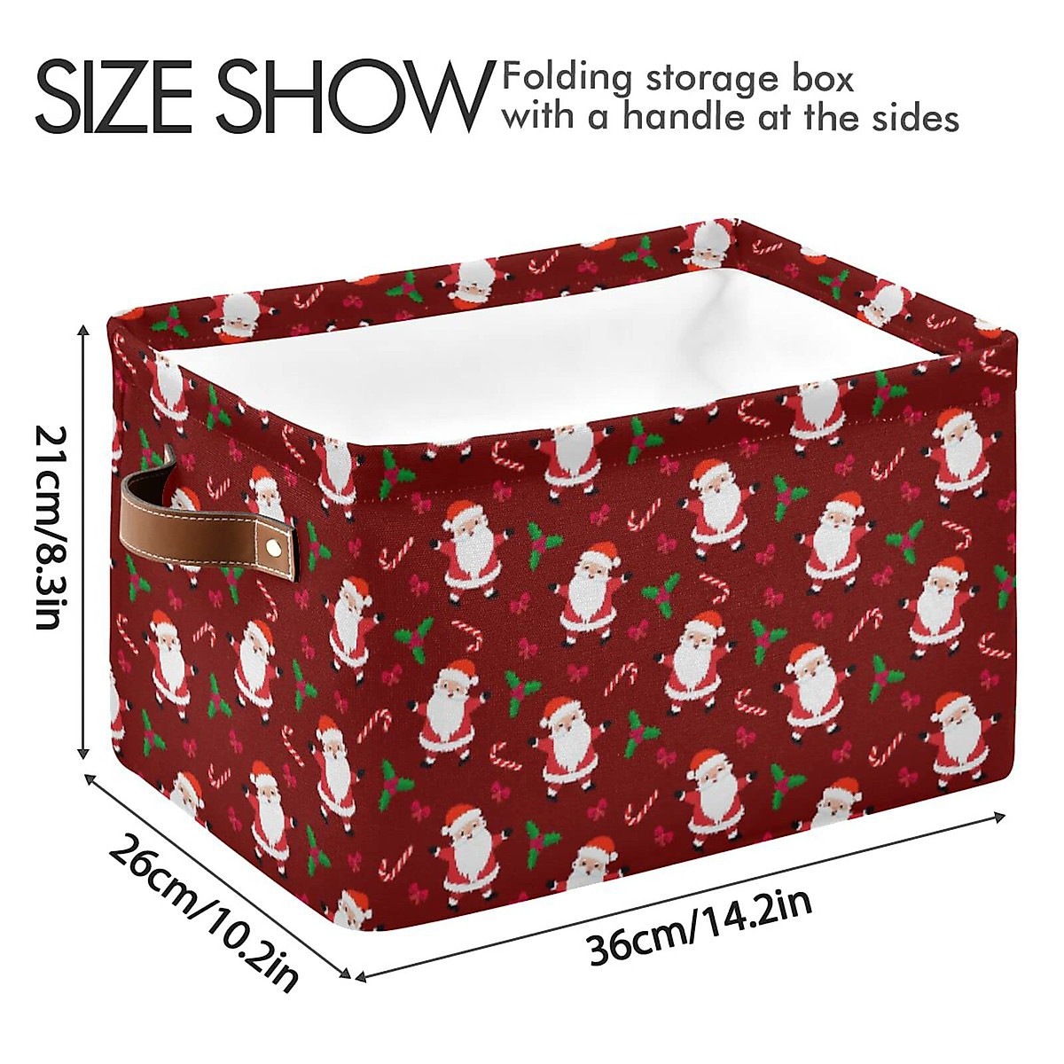 ALAZA Christmas Santa Claus Gift Red Foldable Storage Box Storage Basket Organizer Bins with Handles for Shelf Closet Living Room Bedroom Home Office 1 Pack