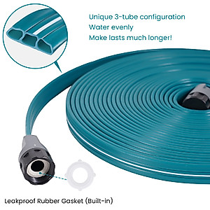 LINEX Sprinkler Soaker Hose 50 ft for Garden Lawn Watering Hose with Hose Stakes