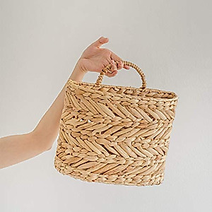 Artera Wicker Hanging Basket - 30cm x 13 cm Small Woven Fern Hanging Basket Flower Plants, Water Hyacinth Woven Basket