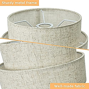 EDISLIVE 3-tier Drum Linen Lamp Shade for Pendant Lamp Floor Lamp Chandelier Replacement Shade Clip on Bulb Classic Round Lampshade Cover Only (Yellow)