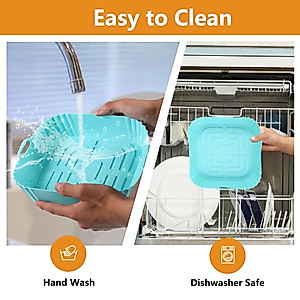 4 Pack Square Silicone Air Fryer Liners for 4-7 QT Air Fryers, Reusable Air Fryer Silicone Liners, Heat-Resistant Air Fryer Liners Silicone Material, BPA Free and Dishwasher Safe