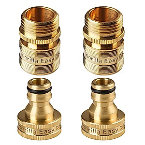 GORILLA EASY CONNECT Garden Hose Quick Connect Fittings. ¾ Inch GHT Solid Brass. (2)