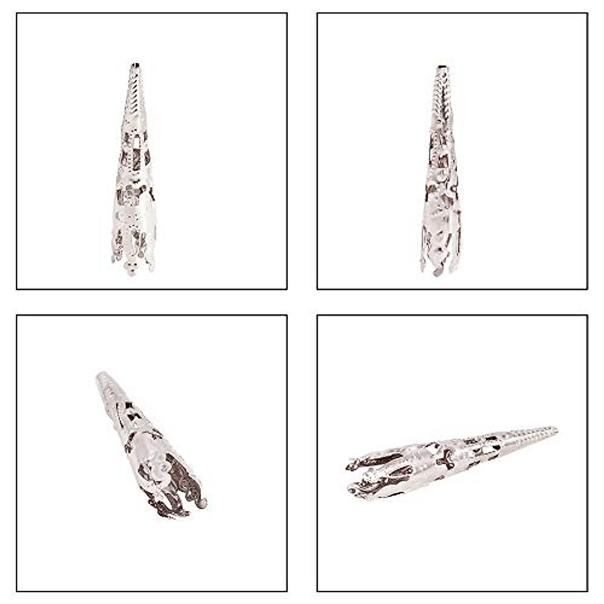 PH PandaHall 100 Pcs 5 Colors Goddess Hair Beads, 1.6 Inch Long Flower Bead Caps Bead End Hollow Bead Caps Spacers for Earring Pendant Neckalce Jewelry DIY Craft Goddess Beads for Hair Braid Jewelry