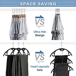 IEOKE Velvet Hangers, 50-Pack No Shoulder Bumps Suit Hangers Ultra Thin Space Saving 360 Degree Swivel Heavy Duty Hook Durable Hangers for Sweaters Coat Jackets Shirts Dresses (50 Pack, Black/Silver)