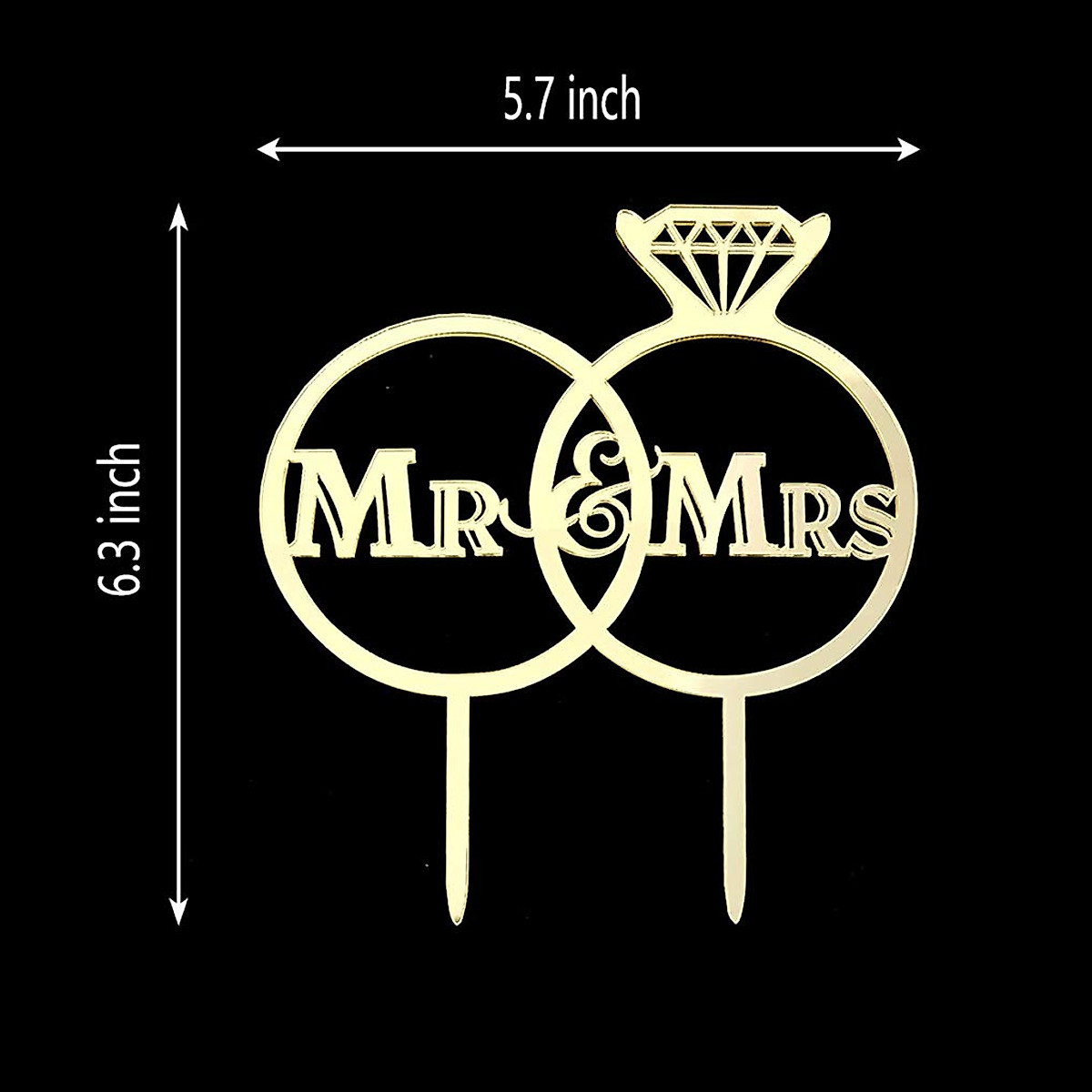 Mr and Mrs Cake Topper, Bride and Groom Sign Wedding, Engagement Cake Toppers Decorations, Mirror Gold Acrylic
