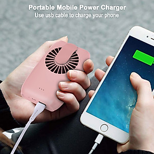 Portable Waist Fan Mini Neck Fan Rechargeable USB Necklace Fan Cooling Hands free Wearable Personal Fan with 15H Work time 3 Speed Outdoor Fans for Worker Office Travel Climbing Hiking Cycling Fishing