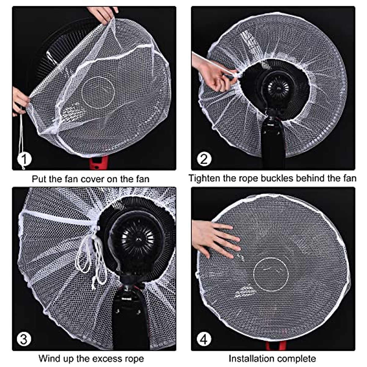 MECCANIXITY Electric Fan Dust Cover 16 Inch Washable Dustproof Guard Mesh Net for Protection, White Pack of 2