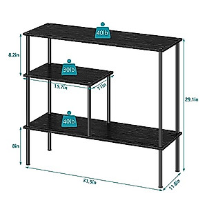 Black Console Table 31.5'' Narrow Entryway Table for Entry Industrial Sofa Tables with 3-Tier Storage Shelves for Living Room, Foyer, Hallway Table Entrance Table
