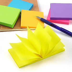 Pop Up Sticky Notes 3x3 inch Bright Colors Self-Stick Pads 12 Pads/Pack 100 Sheets/Pad Total 1200 Sheets