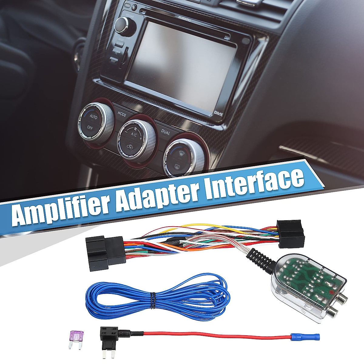 X AUTOHAUX Car Add an Amp Amplifier Adapter Interface to Radio System for Chevrolet Silverado 2007-2013 with Blue Extension Wire Fuse