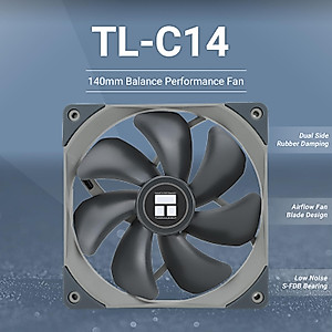 Thermalright TL-C14 140mm Fan, Quiet Operation, S-FDB Bearing, PWM Control, 1500RPM, Balance Performance Case Fan