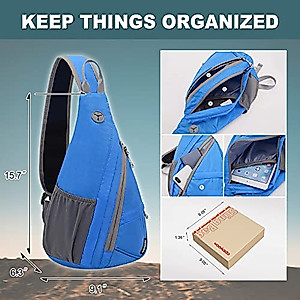 WOOMADA Small Sling Bag for Men Crossbody Sling Shoulder Travel Hiking Backpack Chest Bag for Women with Hidden Earphone Hole (Black3)