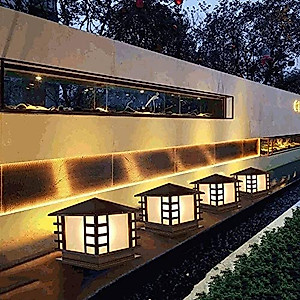 CZLZY Unique Lighthouse Square Design Door Pole Landscape Lamp IP65 Waterproof Gate Column Light Classic Aluminium Die-Casting Pillar Post Lantern American Garden Street Lighting Decorative