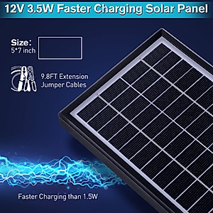 Solar Panel for Deer Feeder 12V 3.5W Waterproof Outdoor Solar Battery Charger with Metal Mounting Bracket Alligator Clip Feeder Solar Panel