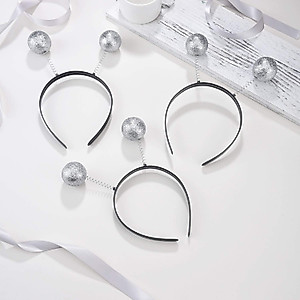 4 Pieces Martian Antenna Headband Alien Headband Boppers Silver Ball Head Boppers for Halloween Party Costume Supplies