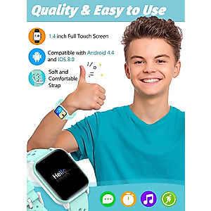Butele Kids Smart Watch Girls Boys, Smart Watch for Kids Game Smart Watch Gifts for 4-16 Years Old with Sleep Mode 20 Sports Modes 5 Games Pedometer Birthday Gift for Boys Girls (A-Green)
