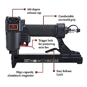 AEROPRO Tools T50J 20 Gauge Wide Crown Air Stapler, 1/4-Inch to 9/16-Inch for Furniture Cabinet and Upholstery