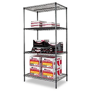 Alera SW503624BA Wire Shelving Starter Kit, Four-Shelf, 36w x 24d x 72h, Black Anthracite