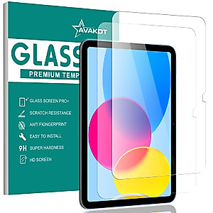 avakot 2 Pack Tempered Glass Screen Protector for iPad 10th Generation 10.9" 2022 | Screen Protector for iPad 10.9 Inch 2022 Tempered Glass Film for iPad 10 Gen Touch Sensitive Anti-Scratch