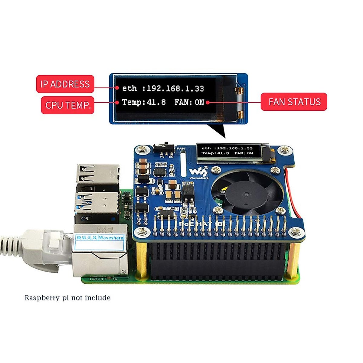 Power Over Ethernet HAT (B) for Raspberry Pi 3B+/4B,802.3af Compliant Power Over Ethernet Accessory Power Sourcing Equipments Needed