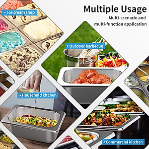 HNEDSEN 6 Pack Stainless Steel Hotel Pan With Lids Full Size 4 Ince Deep Steam Table Metal Food Pan Steamer Trays for Buffet Catering Pans Metal Commercial Kitchen Pans