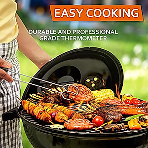 BBQ Thermometer Gauge - Barbecue BBQ Pit Smoker Grill Thermometer Temp Gauge -Stainless Steel Heat Indicator for Cooking Meat 2-Pack