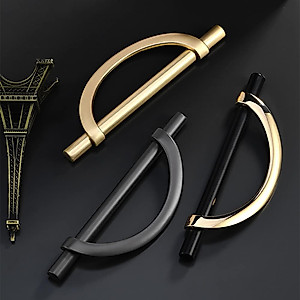 DAPANIY Brushed Gold Cabinet Pulls Drawer Pulls, Half Moon Shape Pulls Gold Drawer Dresser Kitchen Handles Antique Cupboard Door Handles, 4Packs ‎3.75inch