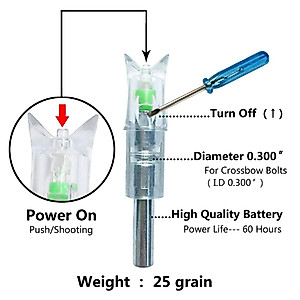 XHYCKJ 6PCS Lighted Nocks for Crossbow Bolts with 0.297" to 0.302"/7.62mm Diameter,Screwdriver Included (Green)