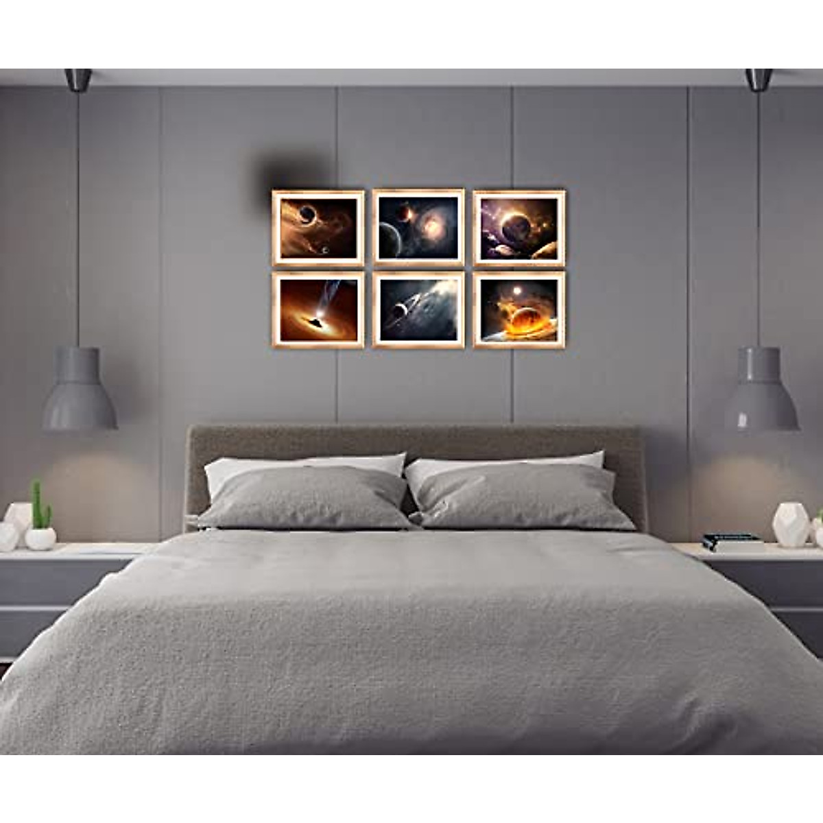 POUSREDE Outer Space Planet Wall Art Painting ,for Bedroom, Livingroom, Bathroom Decor ，Posters for Kids, Boys or Girls Room Set of 6 ( 8" x10" ) Unframed