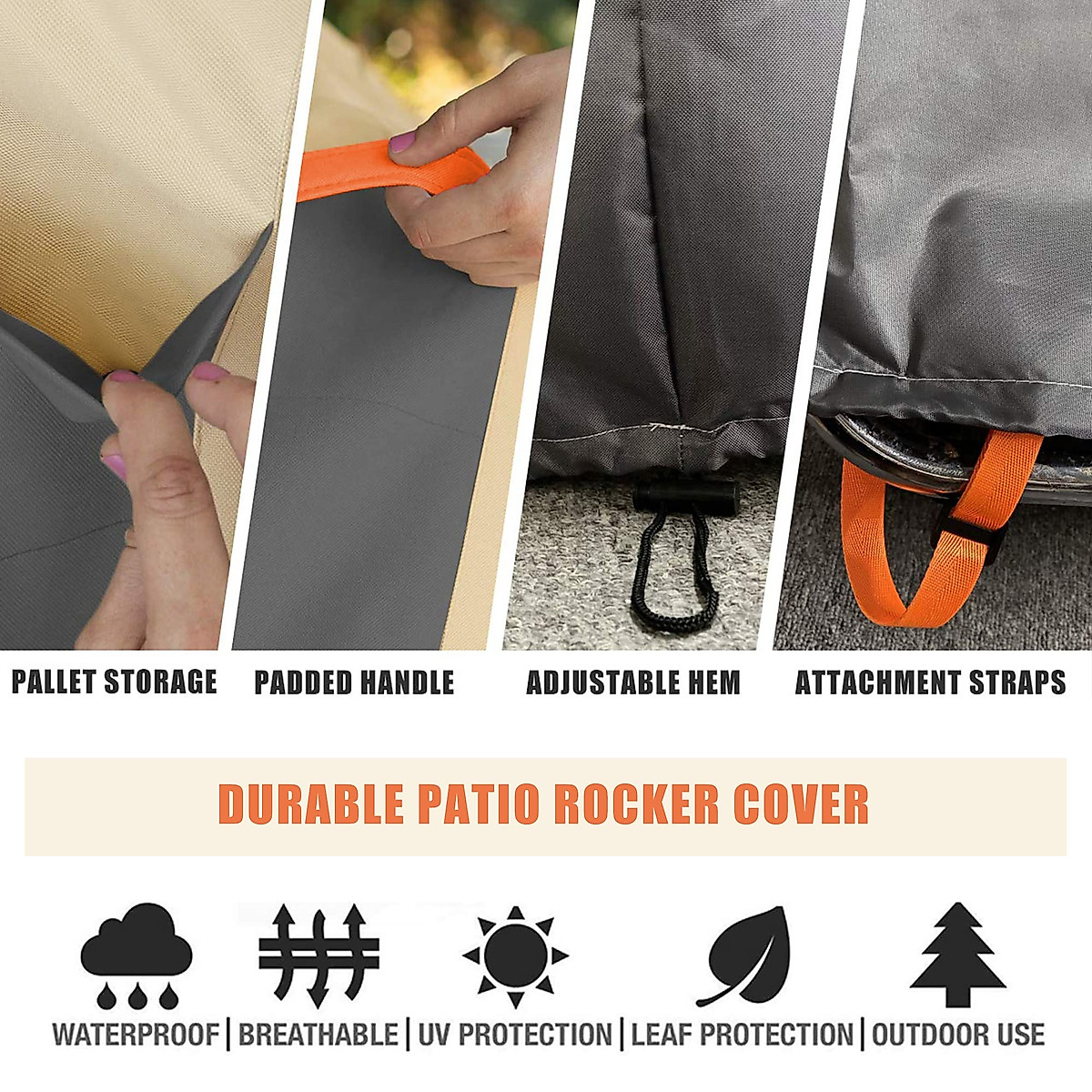 SOKINGCOVER Patio Swivel Chair Covers 2 Pack, Outdoor Swivel Rocker Chair Cover for Outdoor Furniture,Rocking Chair Covers Waterproof, 30" W X 34" D X 38.5" H, All-Weather, Khaki Gray