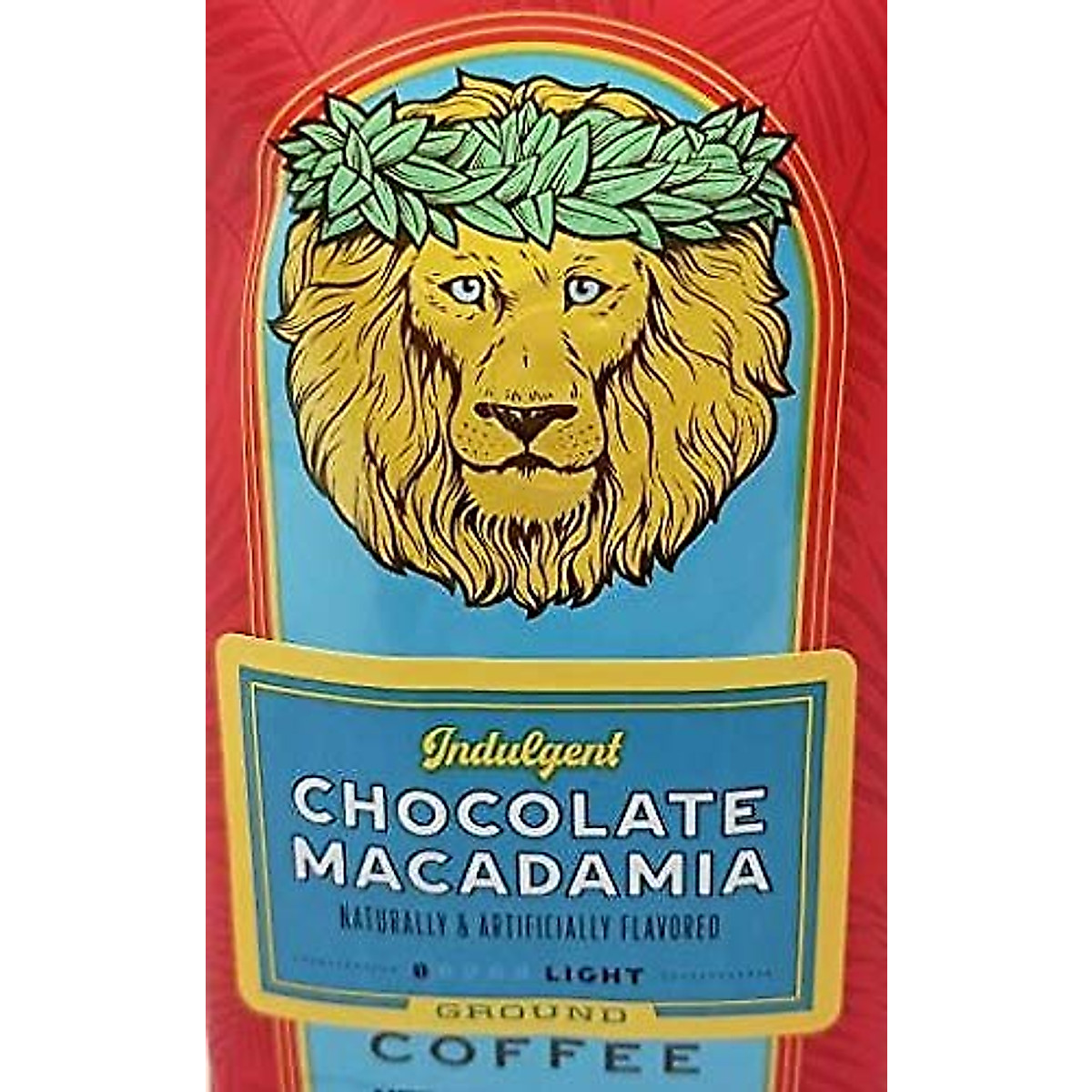 Lion Coffee CHOCOLATE MACADAMIA, Ground, Light Roast, 10 Oz. Bag with Exclusive Lion Coffee Factory Direct Brand Registered Sticker, INDULGENT