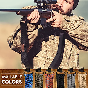 TLO Outdoors Paracord Gun Sling - Tactical 2-Point Rifle Sling, Extra Wide, Adjustable Strap with Swivels for Rifle, Shotgun, and Crossbow for Hunting, Shooting, Gun Safety (550 Rated Nylon)