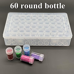 mpowtech 60 Grids Bead Organizer and Storage Diamond Painting Containers Portable Plastic Case Box Arts Crafts Storage for Seeds Beads Sewing Cosmetic Nail Glitter Powder Small Parts Rhinestones