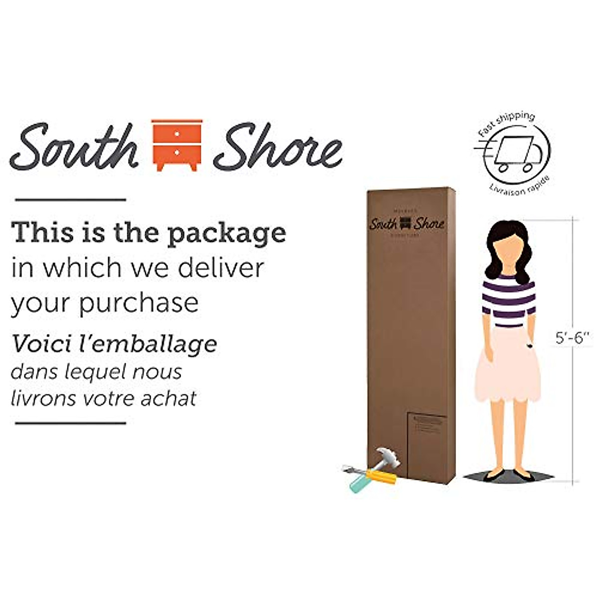 South Shore Vito Platform Bed-Full-White