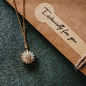 Bee Kind The Original Spinning Crystal Sunflower Necklace Made With 18K Gold Plating, Cubic Zirconia Stones, and comes with Personalized Gift with Box for Women