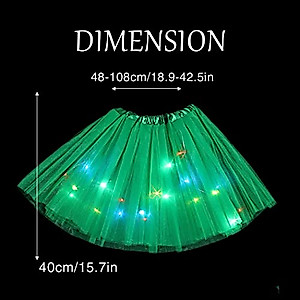 Victray Women Light Up Tutus Adult LED Tulle Tutu Skirt Sparkly Plus Size Tutu Costume (Green 1)
