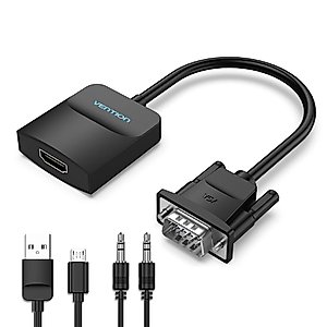 VENTION VGA to HDMI Adapter-1080P Video Dongle Adaptador VGA Converter with Audio Cable (0.5FT), Male to Female for PC,Monitor HDTV (Note: VGA to HDMI Only, Not Bi-Directional)