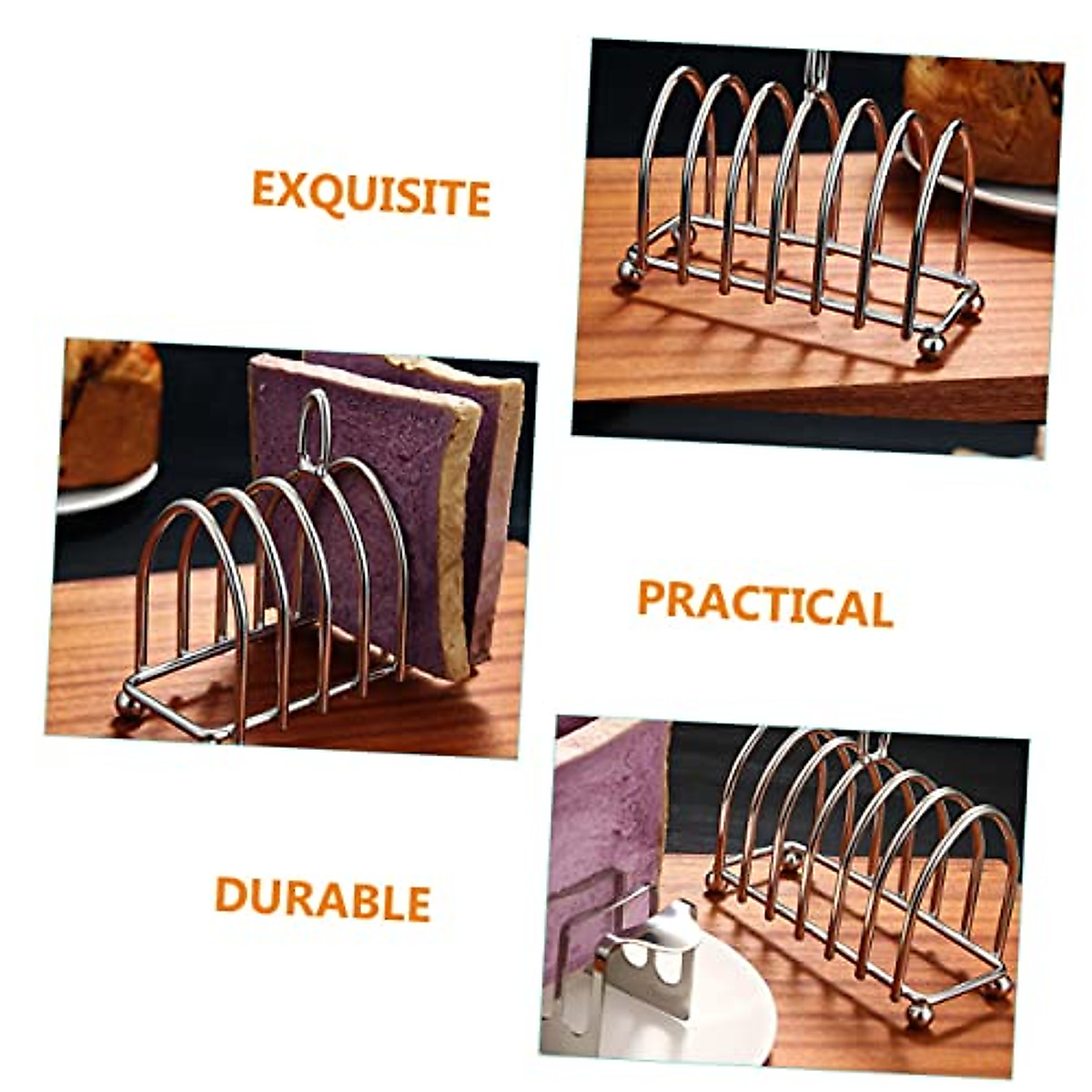 Garneck Sandwich Bread Holder Desktop Stand Household Toast Rack Oven Accessories Tabletop Grill Toast Storage Stand Desktop Toast Stand Kitchen Lid Organizer Silver Stainless Steel