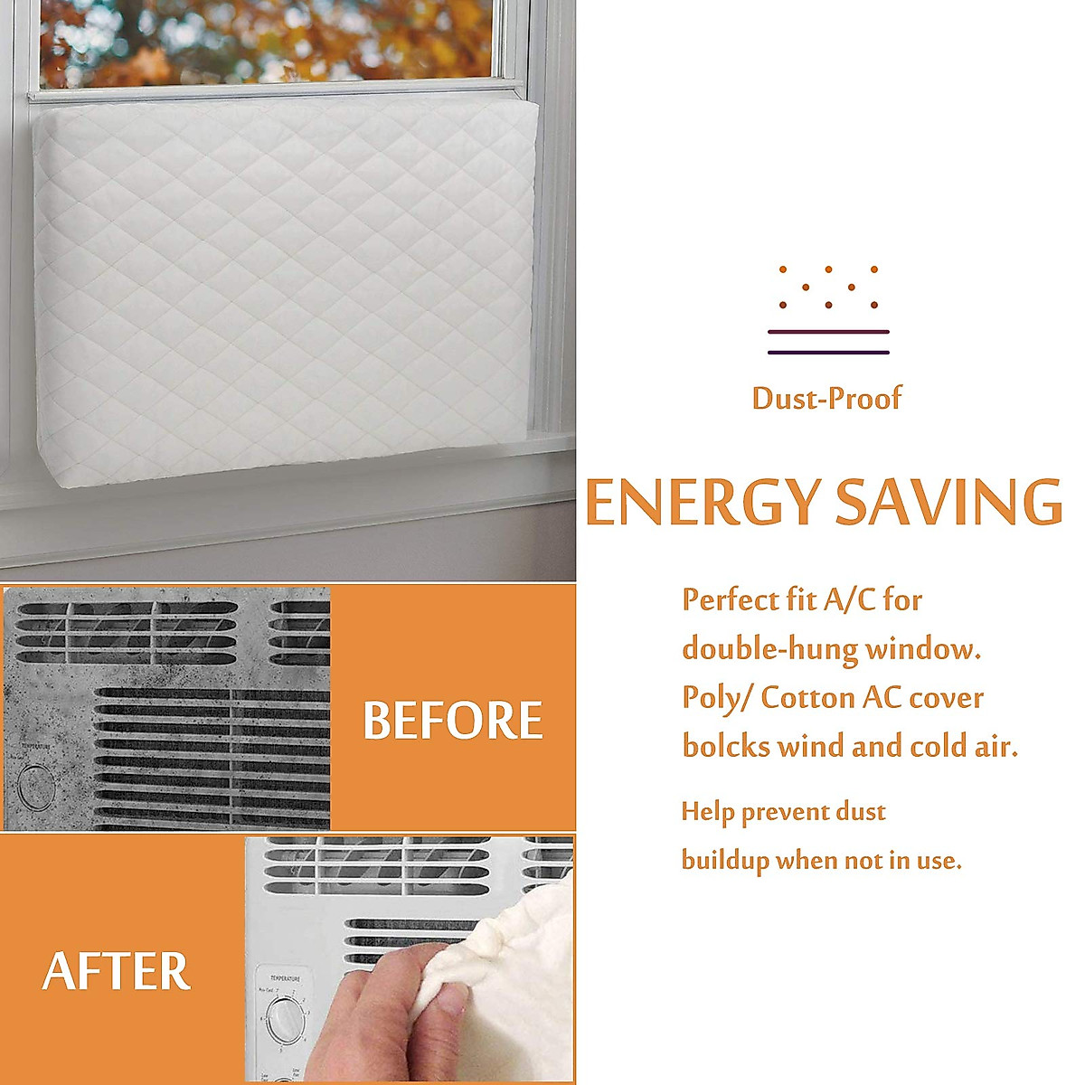 Foozet Indoor Air Conditioner Cover Double Insulation, Small, Cream