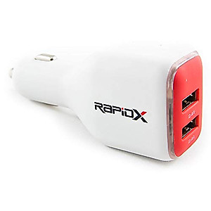 DualX Dual USB Charger for Car And Home by RapidX - Red
