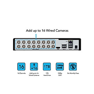 Night Owl CCTV Video Home Security Camera System with 4 Wired 1080p HD Indoor/Outdoor Cameras with Night Vision (Expandable up to a Total of 16 Wired Cameras) and 1TB Hard Drive