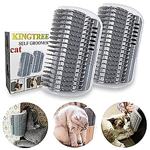Kingtree Cat Self Groomer 2 Pack Wall Corner Brushes, Soft Cat Corner Scratcher Self Grooming Massage Combs for Long Short Fur Cats Kitten, Pet Corner Groomers Massager Brush for Indoor Cats Puppy