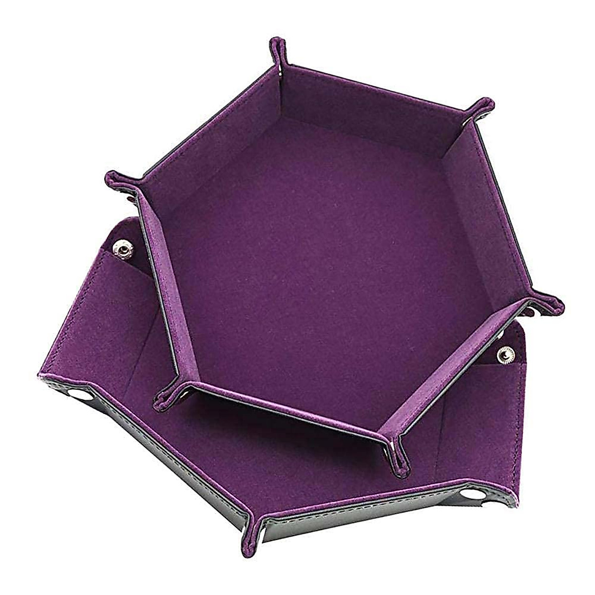 1 Piece Dice Holder Dice Pad Dice Rolling Tray PU Leather Dice Tray Hexagonal Folding Dice Tray for Dice Gaming and Other Table Games, Purple