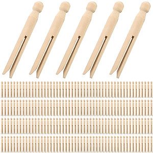 Zubebe 200 Pack Round Wooden Clothespins Vintage Dolly Clothes Pegs Old Fashioned Wood Clothes Pin for Craft Laundry Peg Outdoor Clothesline Home Kitchen Travel
