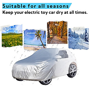 Large Kids Ride-On Toy Car Cover, Outdoor Wrapper Resistant Protection for Electric Battery Powered Children Wheels Toy Vehicles-Universal Fit, Water Resistant, UV Rain Snow Protection (Silver)