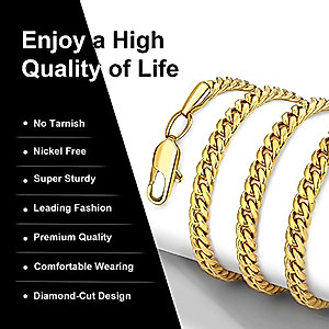 Evegfts Gold Chain for Men, 5MM Mens Chain Cuban Link Chain Necklace for Men Women Boy Girls Super Sturdy Shiny 20 Inch