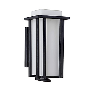EERU Wall Sconce, Weather & Rust Resistant Black Finish with Frosted Glass, 12.2x5.9 inches, for Exterior House Front Porch Garage Driveway