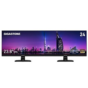 Gigastone 24 inch IPS LED Back Light Monitor 2-Pack 75Hz FHD 1920 x 1080, 178° Wide View Frameless, Dual Monitor, 5ms, Built-in Speakers, Eye Care Technology, Ergonomic Tilt VESA Mount, HDMI VGA