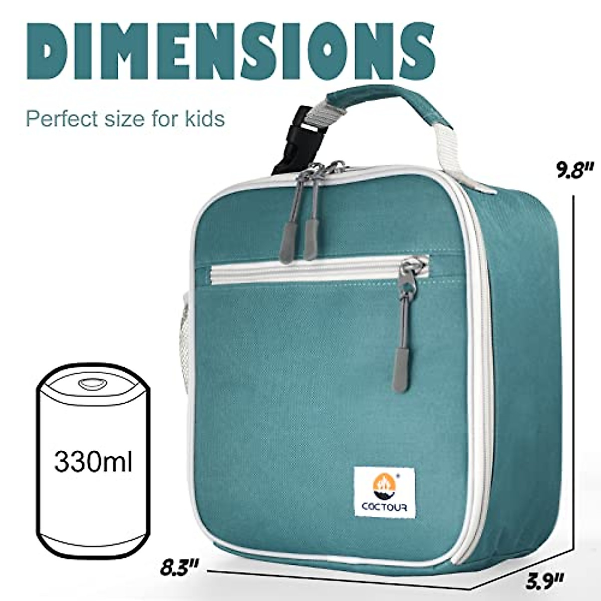 CaCTOUR Lunch Box Kids,Premium Insulated Lunch Bag for Girls Boys,Soft Bag Mini Cooler Back to School Thermal Reusable Lunch Bag for Work School Picnic (Green)
