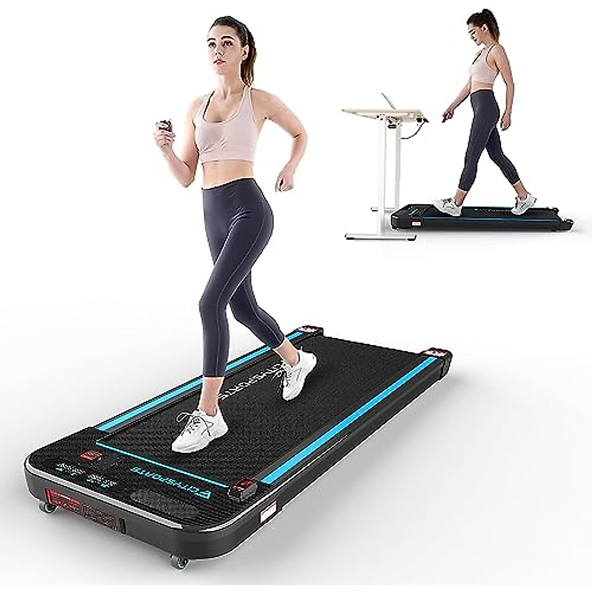 CITYSPORTS Treadmills for Home, Under Desk Treadmill Walking Pad Treadmill with Audio Speakers, Slim & Portable Treadmill with Remote & Dual LED Display, Office & Home Treadmills